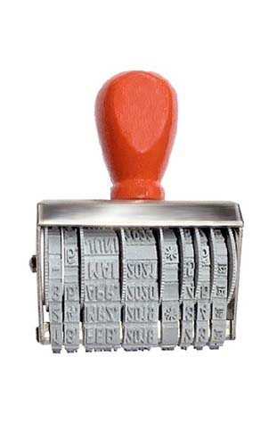 Datumbänderstempel mit Uhrzeit